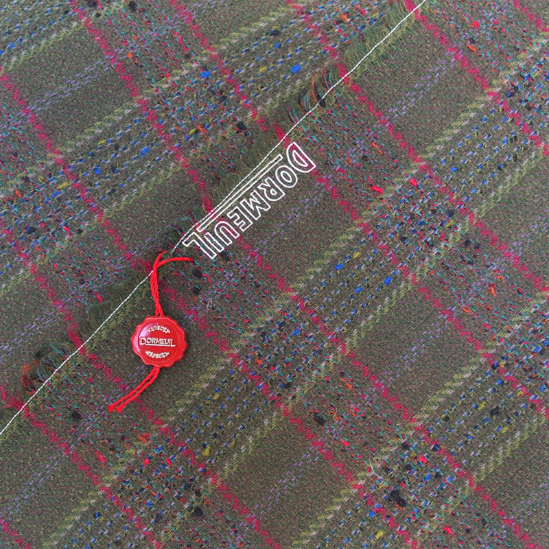 boucle tweed fabric prince de Galles prince of Wales check pattern teal ...