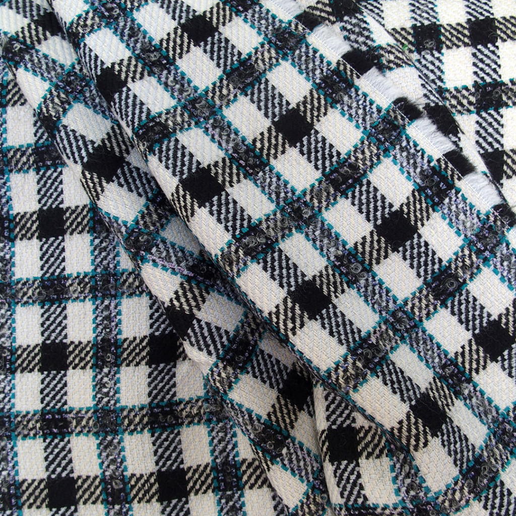 Multi colour wool check fabric magenta pink yellow | Bodikian Textiles