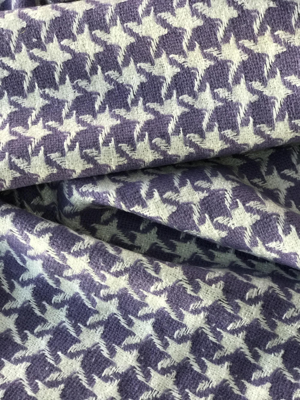 large houndstooth pattern wool fabric purple on white pure wool made in ...