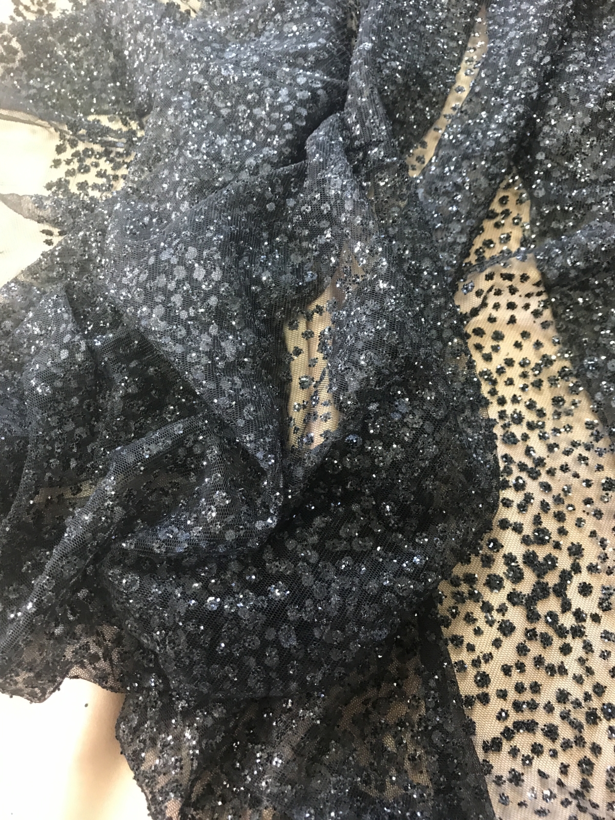 Bridal Glitter tulle white tulle translucent glitter | Bodikian Textiles